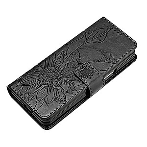 Cell Phone Flip Case Cover Slim Case Compatible with Samsung Galaxy Z Fold 5 Wallet Case with Card Holder, Embossed Floral Cover Leather Folio Flip Case Shockproof Protective Cover Compatible with Wom