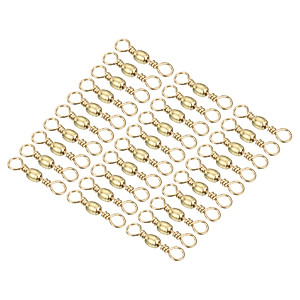 PATIKIL Fishing Barrel Swivel, 30Pcs 33lb Carbon Steel Solid Ring Terminal Tackle, Golden