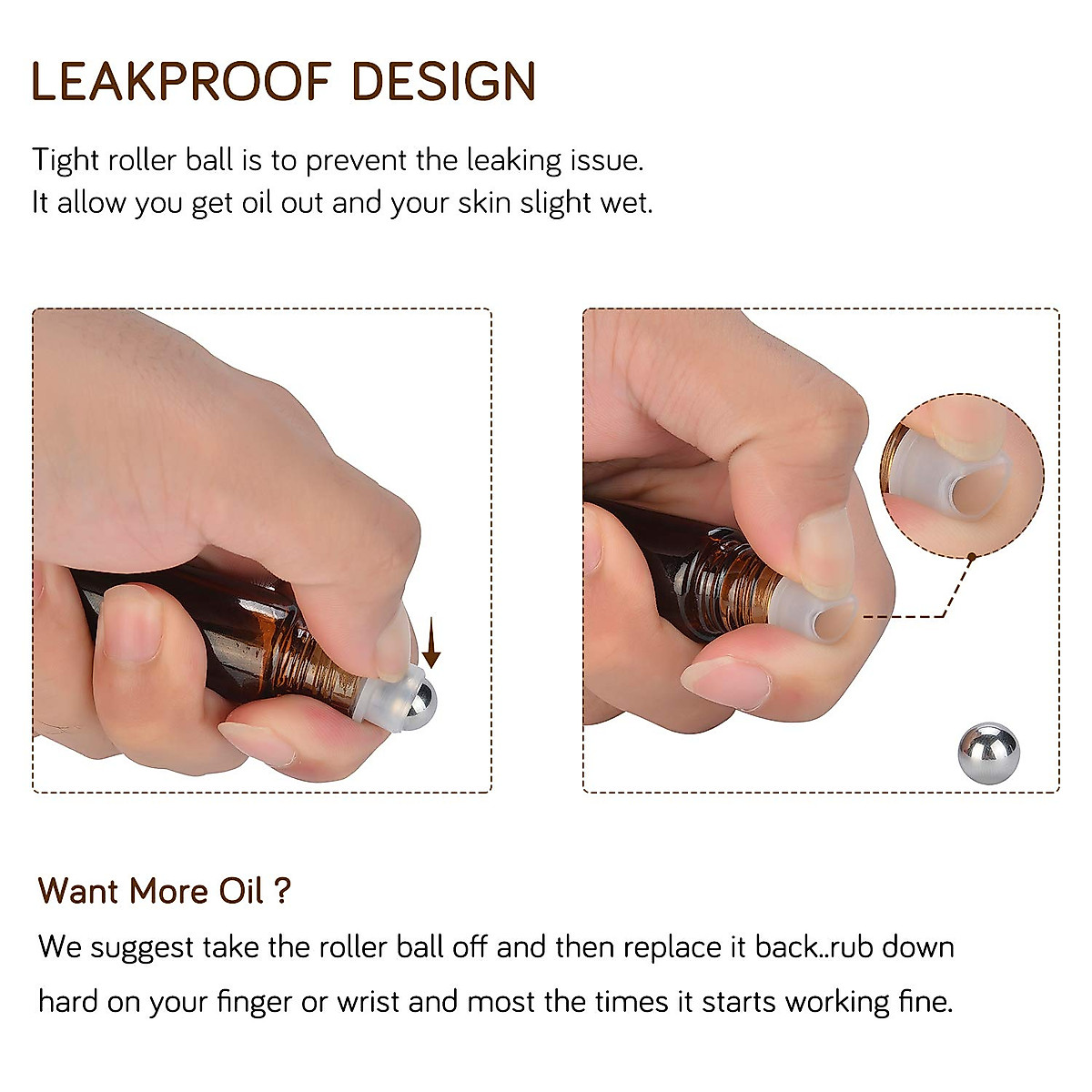 PrettyCare Essential Oil Roller Bottles (10ml Amber Glass, 12 Pack) With 2 Extra Roller Balls, 24 Labels, Opener, 2 Funnels