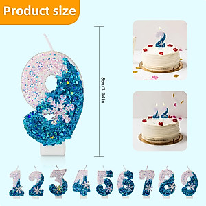 Hongplus Bluey White Frozen Birthday Candles, Sparkler Number 4th Birthday Candle for Party Supplies, Snow Winter Frozen Birthday Party Decorations, Number 4 Cake Toppers Decorations