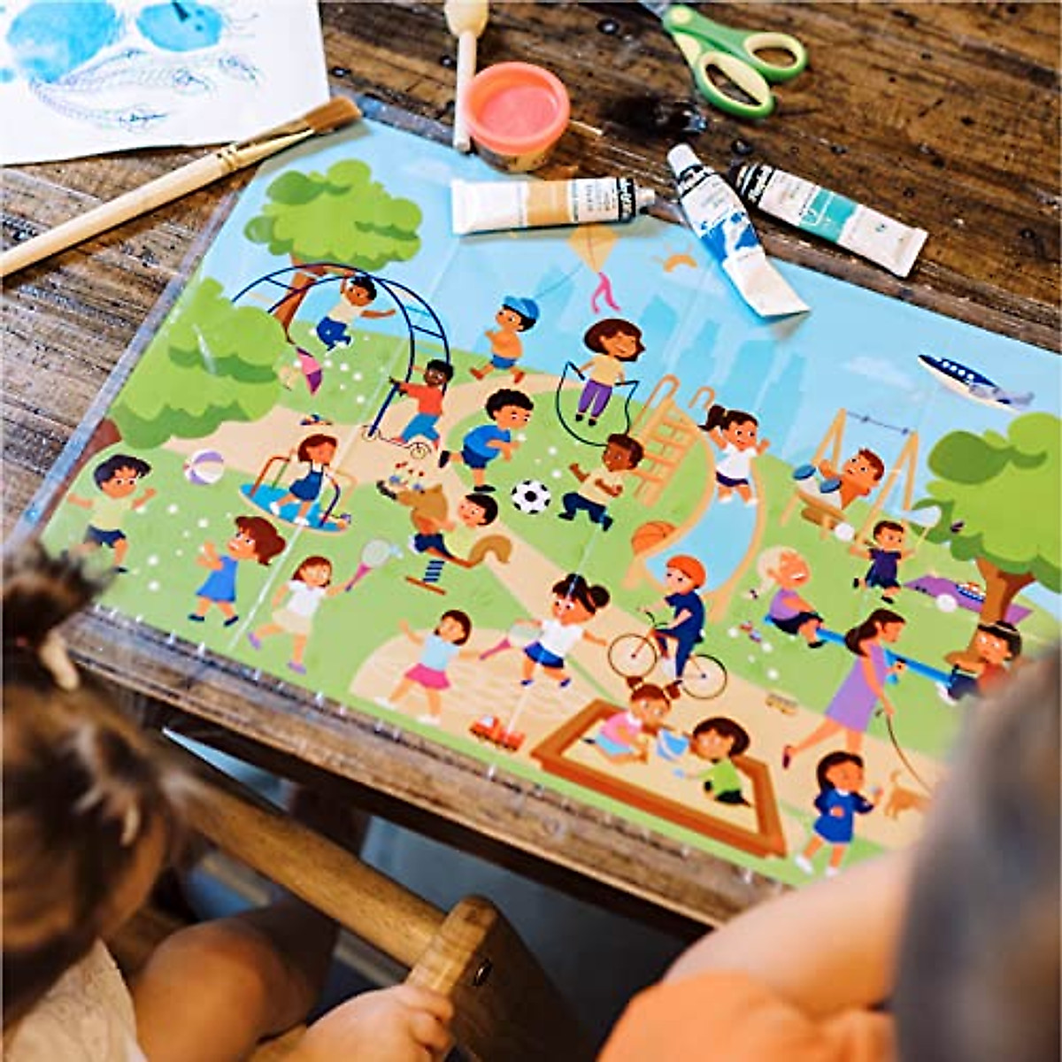Seek and Find Disposable Placemats for Baby - Disposable Placemats for Toddlers - Fun Baby Placemats for Restaurants & On-The-Go - Educational Toddler Placemat - 12in x 18in, 30 Count