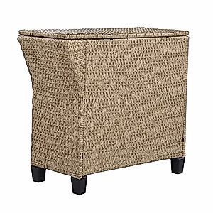 XD Designs 6-Persons Outdoor Half Round Patio Rattan Sectional Sofa Set, All Weather PE Wicker Free Combination Conversation Sofa Set with Thick Cushions and Coffee Table for Garden Yard (Brown+Gray)