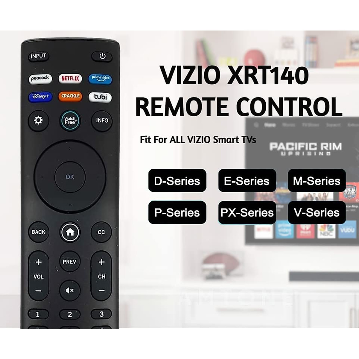 Amtone XRT140 Universal Replacement Remote Control for All VIZIO Smart TVs with Netflix Dis+ Tubi Apps