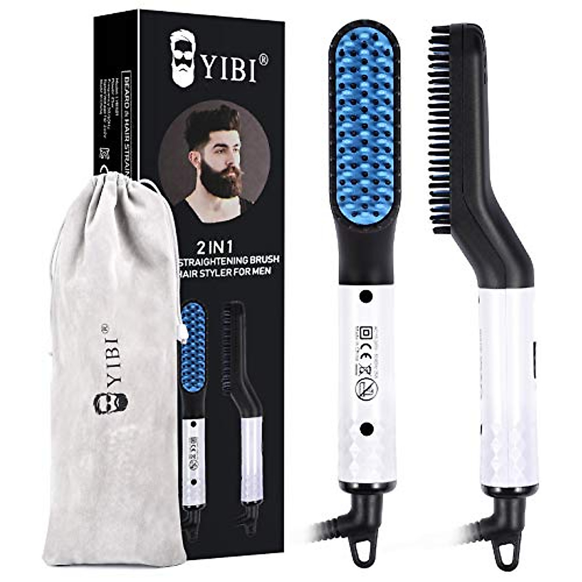 Beard Straightener for Men - Faster Heated Ionic Technology Beard Straightening Comb – Electric Portable Men’s Hair Styling Brush for Him Dad Husband