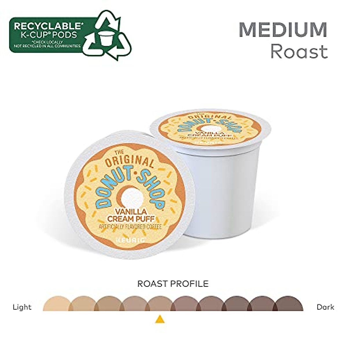 The Original Donut Shop Vanilla Cream Puff Keurig Single-Serve K-Cup Pods, Medium Roast Coffee, 72 Count (6 Packs of 12)