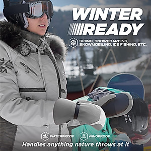 Gordini Women's Ski Mittens Cold Weather Waterproof Gore-tex Insulated Gauntlet Snow (Medium, Clay Grey White)