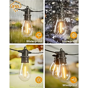 Jerritte 100FT LED Outdoor String Lights with 30 Edison Shatterproof IP65 Waterproof Bulbs, 2700K Dimmable Commercial Grade Patio Lights, Heavy Duty Outside Hanging Lights for Garden Porch Deck Decor