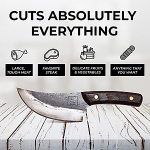 COOLINA Altomino Handmade Butcher Knife, 5.7-in Manganese Steel Blade, Hand-forged Chinese Knife for Meat and Deboning