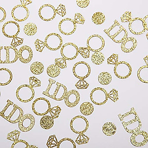 Gold Wedding Table Confetti ,Glitter Paper Diamond Ring Confetti, I Do Engagement Party Table Scatter,Bachelorette Bridal Shower Party Decorations