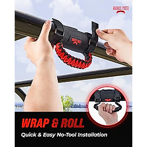 UTV Grab Handles Roll Bar Grab Handles. RZR Passenger Grab Handle 2 Pack Roll Cage Handle Fits Polaris Ranger, Mule, Teryx, CFMoto, Yamaha, Honda Pioneer, Can Am SxS UTV Accessories Red Paracord