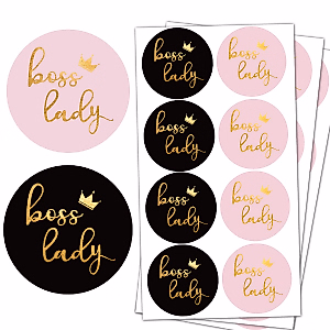 Boss Lady Stickers 1.5 inch， Pink and Black Boss Lady Decal Vinyl Stickers Labels for Businesses, Online retailers, boutiques,Gift Box Decorations Supplies (504 Pcs)