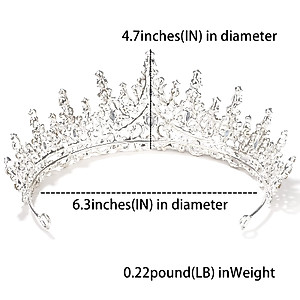 Women Crystal Wedding Tiara Princess Crown Rhinestone Tiaras, Royal Queen design, perfect for Bridal, anniversaries, birthday, Halloween Cos-play costume Christmas, party hair accessorie for girl Prom (Silver)
