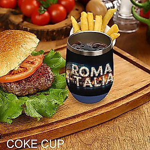 Roma Italia Funny Wine Tumbler 12 Oz Stainless Steel Insulated Mug Double Wall Water Cup with Lid