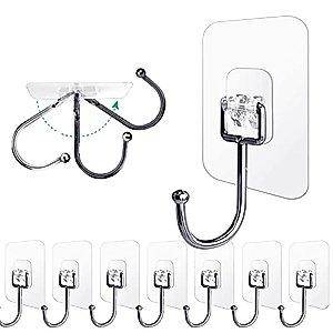 Ayssny Adhesive Hooks Utility Hooks 44lb Max, Large Adhesive Hooks Heavy Duty, Waterproof Sticky Hooks Wall Hooks for Hanging Coat, Towel and Kitchen Bathroom Products
