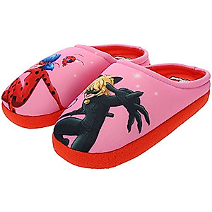 Miraculous Ladybug Pajamas for Girls Nightgown and Slipper Set, Short Sleeve Dorm Shirt, Red/Pink, Size 6/6X