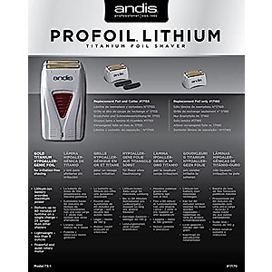 Andis 17150(TS-1) Pro Foil Lithium Titanium Foil Shaver, Cord/Cordless, Gray