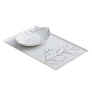 KOWMcp Dinner Plates Hotel Restaurant Home Kitchen Cold Dish Plate Ceramic Fruit Cutlery Plate (Color : F)