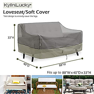 KylinLucky Outdoor Furniture Covers Waterproof, 3-Seater Deep Seat Patio Sofa Covers Fits up to 88 x 40 x 33 inches