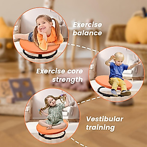 KCYXSMAX Kids Swivel Chair for Autistic Kids, Spinning Sensory Chair for 3-12 Kids Balance Toys, Training Body Coordination, Metal Base, Leather Seats, Indoor Outdoor Play Equipment