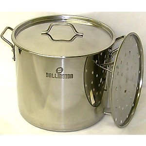 60 Quart Stainless Steel Stock Pot with Rack & Lid by Ballington