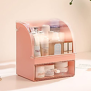 Acrylic Makeup Organizer With Lid Cosmetic Storage Drawers Portable Makeup Organizers Dustproof And Waterproof Box Earring Holder Organizer Jewelry Display Stand For Women