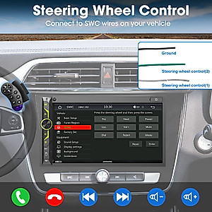 in-Dash Digital Media CarPlay Stereo - Double Din Android Auto Car Radio - 7 Inch HD Touchscreen Bluetooth Phone Link Backup Camera USB SD Aux-in AM FM Radio Wireless Remote Control