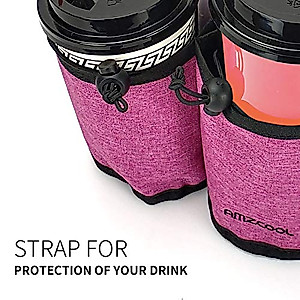 Luggage Travel Drink Bag Cup Holder Free Your Hand for Drink Beverages Caddy Coffee with Backpack Fits All Suitcase Handles (Pink)