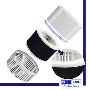 PUREBURG EPI810 Replacement Filters Compatible with Mooka & KOIOS EPI810 Air Purifiers,H13 HEPA 3-Stage Filtration Activated Carbon Air Clean Dust VOCs,2-Pack