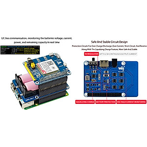Uninterruptible Power Supply UPS HAT for Raspberry Pi Series Boards(Raspberry Pi 4 Model B/3B+/3B) Charge and Power Output at The Same Time,Multi Battery Protection Circuits