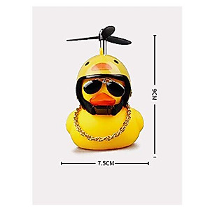 Rubber Duck Toy Car Ornaments Yellow Duck Car Dashboard Decorations with Propeller Helmet (Black＆White)