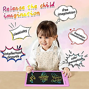 LCD Writing Tablet for Kids, 10 Inch Drawing Tablet Board with Magnetic Stylus for Phone Tablet, Reusable Doodle Board Educational Gifts Toddler Drawing Pad for 3~8 Years Old Boys Girls (Pink)