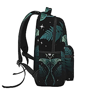 Juoritu Moth Plant Moon Backpacks, Laptop Backpacks Fit 15.6 Inch Laptop Notebook for Travel/Work/Gifts, Lightweight Bookbags for Men and Women
