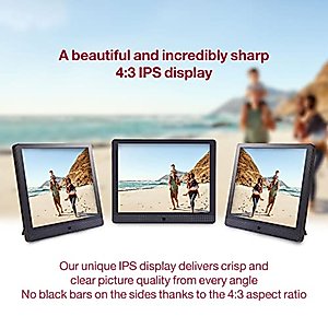 Pix-Star 15 inch WiFi Digital Picture Frame, Share Videos and Photos Instantly by Email or App, Motion Sensor, IPS Display, Effortless One Minute Setup, Highly Giftable