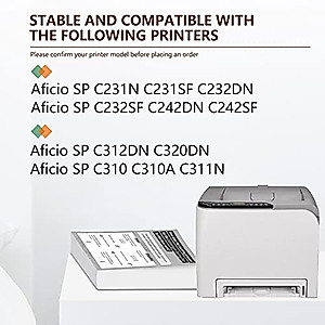 DRAWN C310HA Black High Yield Toner 406475 Compatible C310HA Toner Cartridge Replacement for Ricoh Aficio SP C310 C310A C231SF C232SF C242SF C320DN Printer, C310HA (Up to 7,500 Pages )