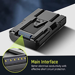 OTREST 6600mAh V Mount Battery, BP-95W 14.8V 95Wh Rechargeable Li ion Battery with D Tap Output Charger and Cable for Video Broadcast LED Light Compatible with Sony BMPCC Camera Camcorder