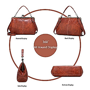 ROUROU Retro Hollow Handbag for Women PU Leather Shoulder Bag Evening Clutch Bag Kiss Lock Closure Crossbody Bag Purse