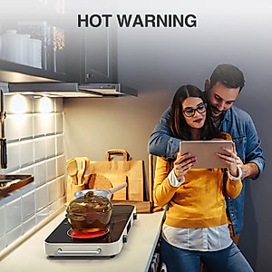 QTYANCY Electric Cooktop, Portable Electric Stove 110V 2 Burners 9 Heating Levels with 2 Handle, 2200W Knob Control Child Safety Lock & Timer (Portable)