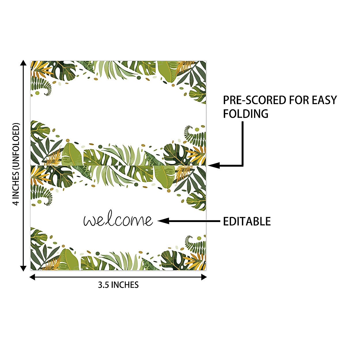 Place Cards for Jungle Tropical Theme Party, Editable Name Place Cards, Seating Place Cards for Tables, Tent Style Cards for Baby & Bride Shower, Easy Folding, Pack of 25 Escort Cards(B15)