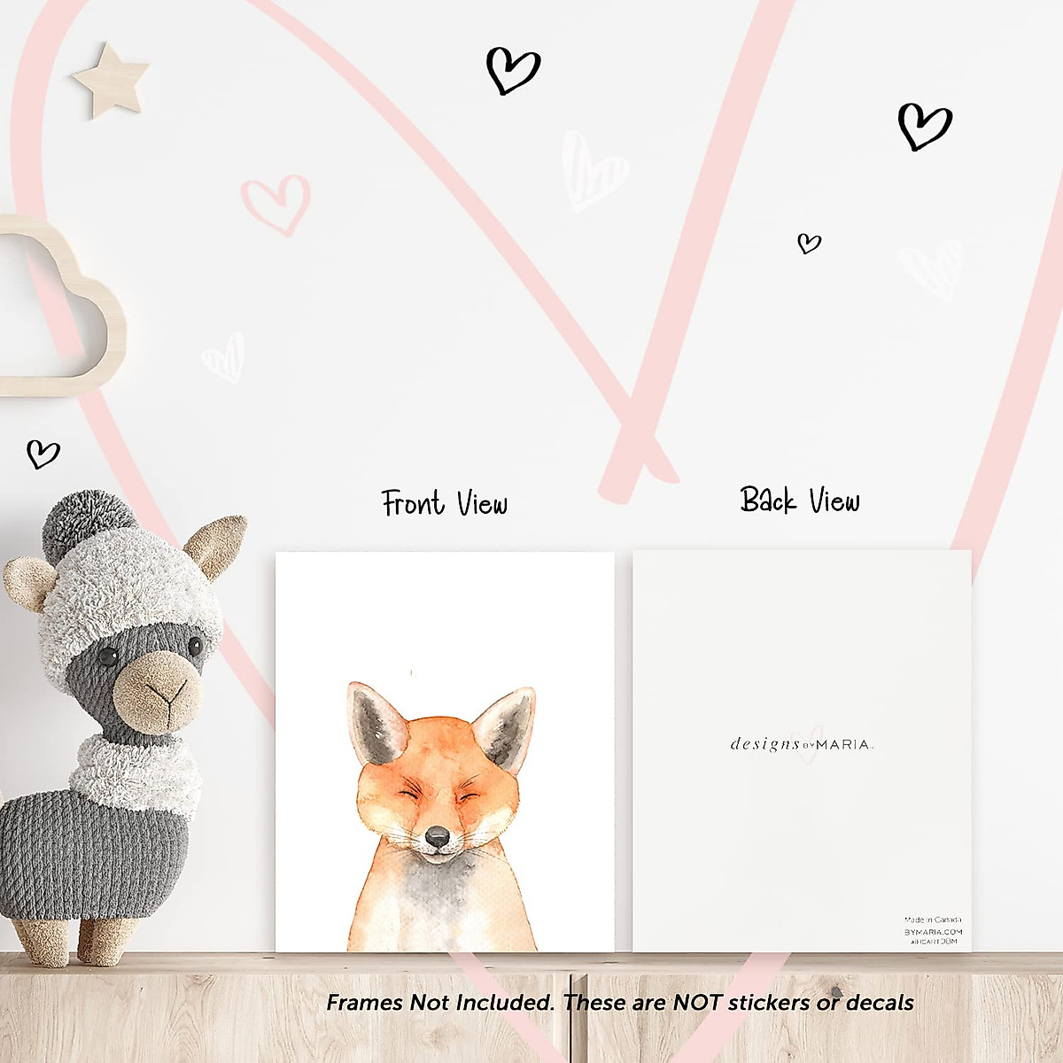 Designs by Maria Inc. Set of 6 UNFRAMED Animal Posters | Watercolor Animal Wall Decor | Woodland Nursery Decor | Baby Decor For Nursery Wall Art | Baby Room Wall Decor For Kids Boys And Girls (8"x10")