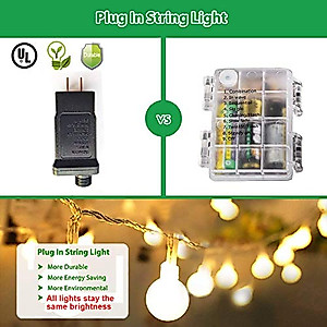 RaThun Globe String Lights 49 Feet 100 led,8 Modes Fairy Plug in Indoor String Lights for Bedroom,Classroom,Outdoor, Patio,Garden,Party,Wedding-Warm White