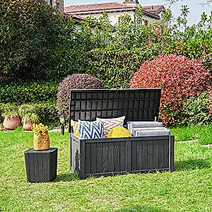 YITAHOME 120 Gallon Outdoor Storage Deck Box, Large Resin Patio Storage for Outdoor Pillows, Garden Tools and Pool Supplies, Waterproof, Lockable, (Dark Grey)