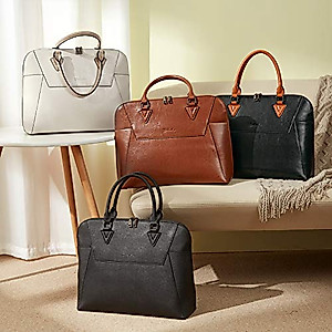 BOSTANTEN Briefcase for Women Leather 15.6 inch Laptop Shoulder Bags Office Work Crossbody Handbag Brown