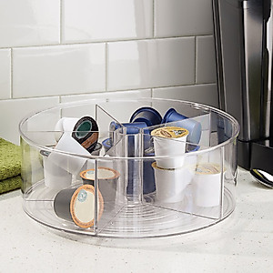 iDesign Linus Spice Carousel, Large Herb Rack for Storing Spice Jars, Made of Plastic, Clear, 29 cm - 5 Compartments