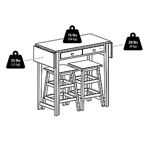 Winsome Mercer Double Drop Leaf Table with 2 Stools