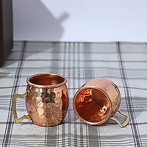 Buddha4all 2 Oz. Solid Copper Mini Moscow Mule Shot Mug Set Copper Hammered Shot Glass Set (4)