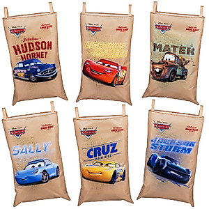Disney Pixar Sack Race Party Games by GoSports - 6 Pack Bags for Kids - Mickey & Friends, Cars, and Roo Racers