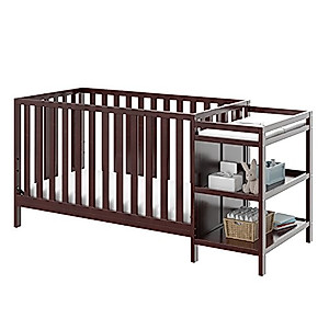 Storkcraft Pacific 4-in-1 Convertible Crib and Changer, Espresso Easily Converts to Toddler Bed, Day Bed or Full Bed, 3 Position Adjustable Height Mattress