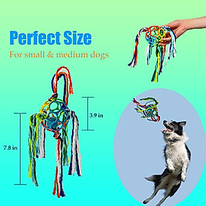 DogieLyn Dog Rope Toys with Squeaky Ball,Durable Bell Balls on Rope, 6 Colorful Strap Tug of War Dog Toy,Interactive Pet Indoor Outdoor Fetch Training Chew Toy for Small Medium Dogs
