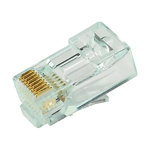 Simply45 Unshielded Pass-Through RJ45 Modular Plugs for 23AWG Solid (Cat6 UTP), 26-24AWG Stranded (Cat5e/6 UTP Stranded) - Green Tint, 100 Piece Jar - S45-1600