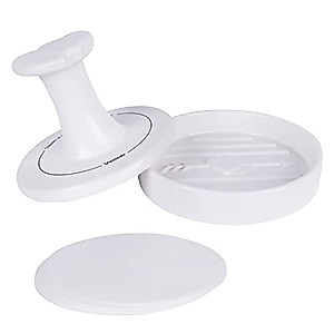 Vencer Mother's Day Present 5 inches Ceramics Hamburger Press Patty Maker and Squeeze Grease, Burger Mold Ring with 100 Patty Papers,White,VPG-001W